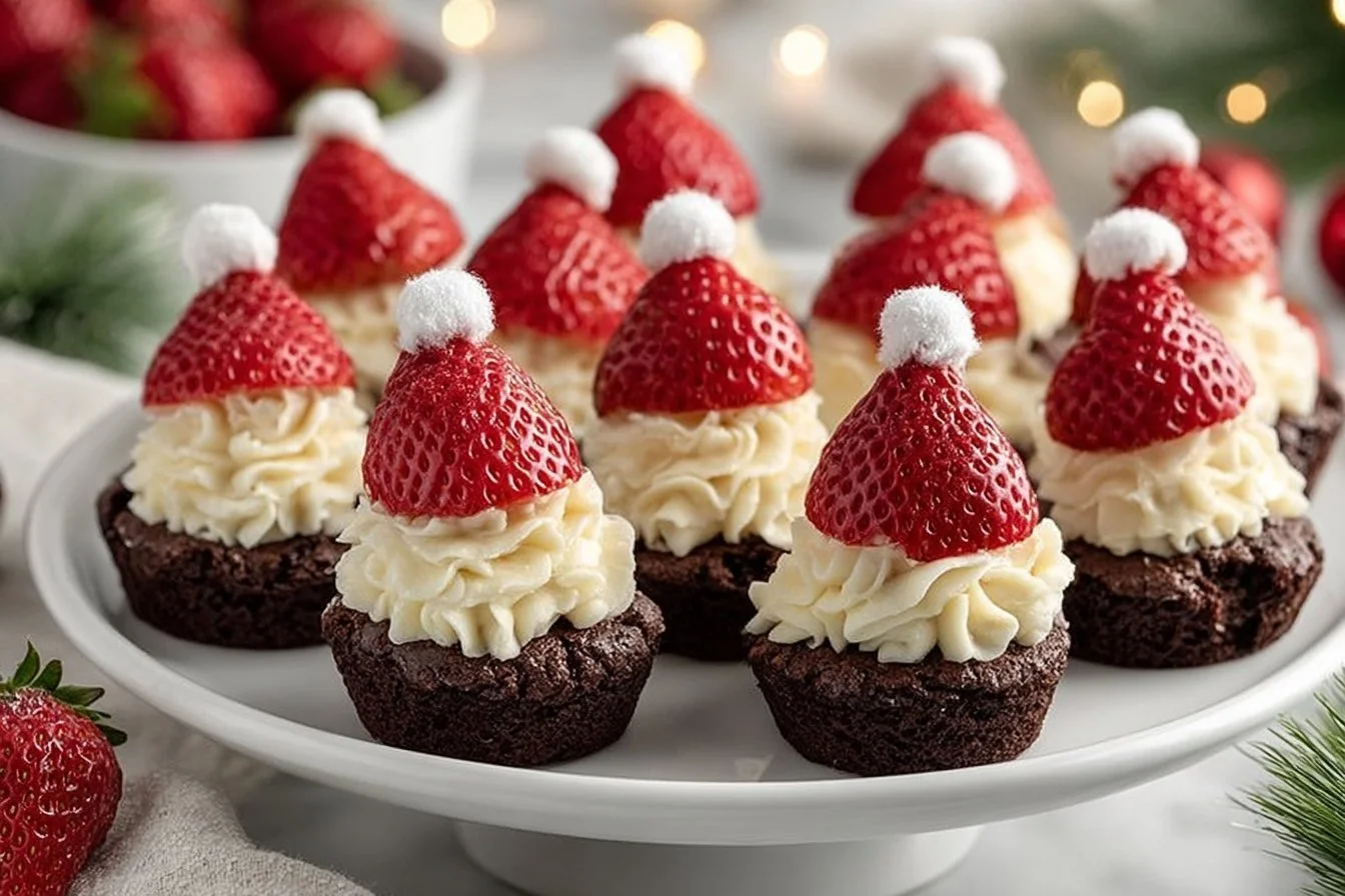 Santa Hat Brownie Bites