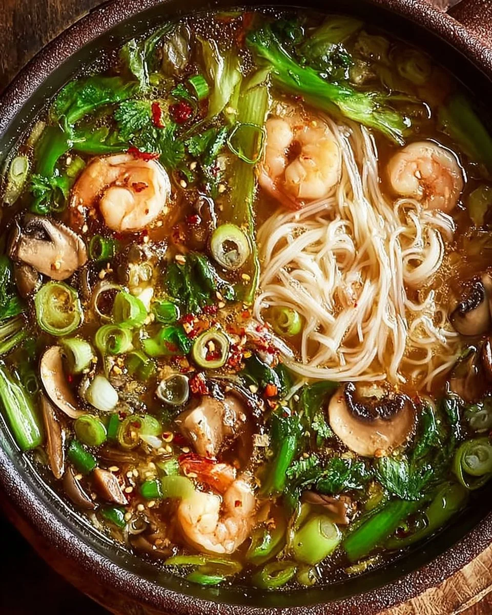 Ginger Shrimp & Mushroom Noodle Soup