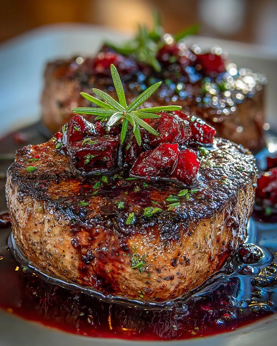 Filet Mignon with Red Wine Shallot Reduction