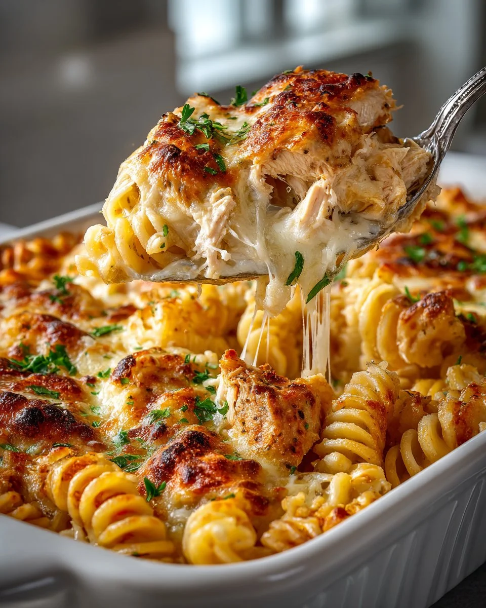 Garlic Parmesan Chicken Pasta Bake