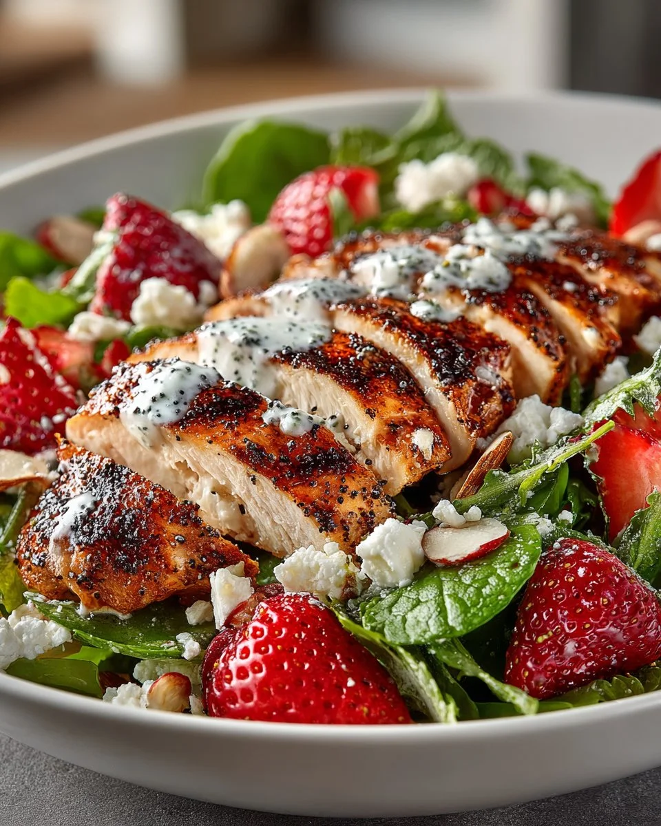 Grilled Chicken Strawberry Salad with Poppy Seed Dressing