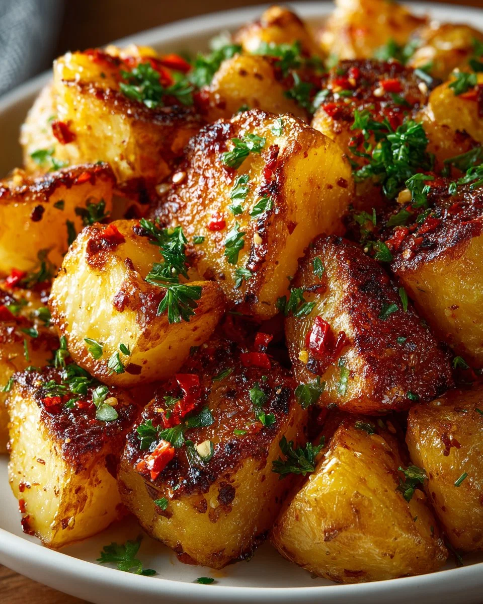 Spicy Garlic Roasted Chilli Potatoes